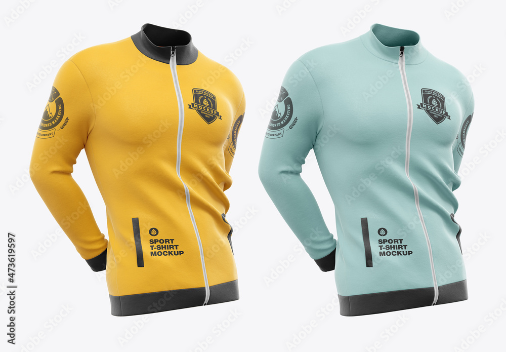 Long Sleeve Track Jacket Mockup Stock Template | Adobe Stock