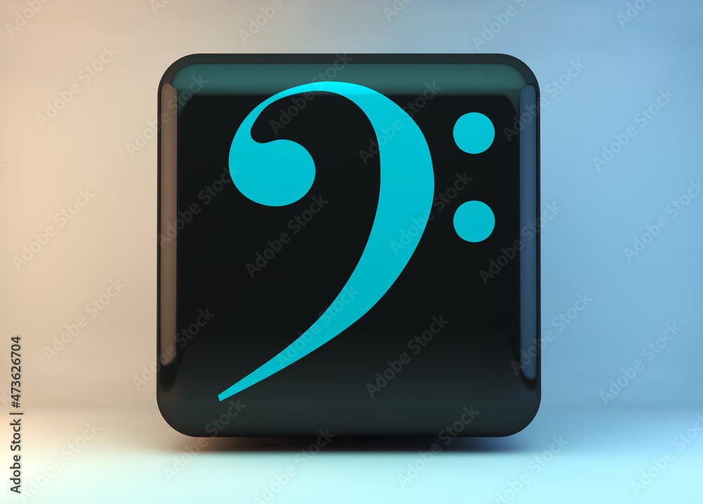 Icono o símbolo de la música, clave de sol. Ilustración 3d. Concepto de ...