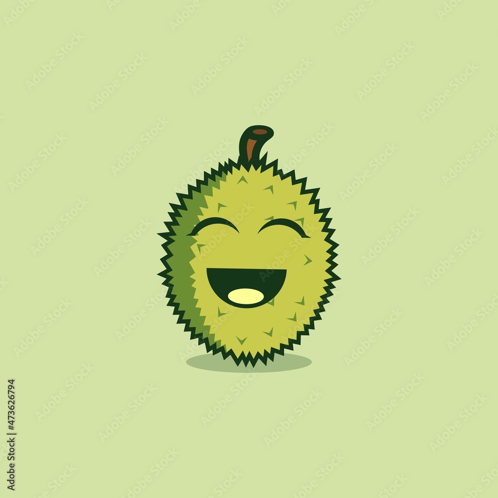 cute cartoon durian, vector illustration for mascot logo or sticker ...