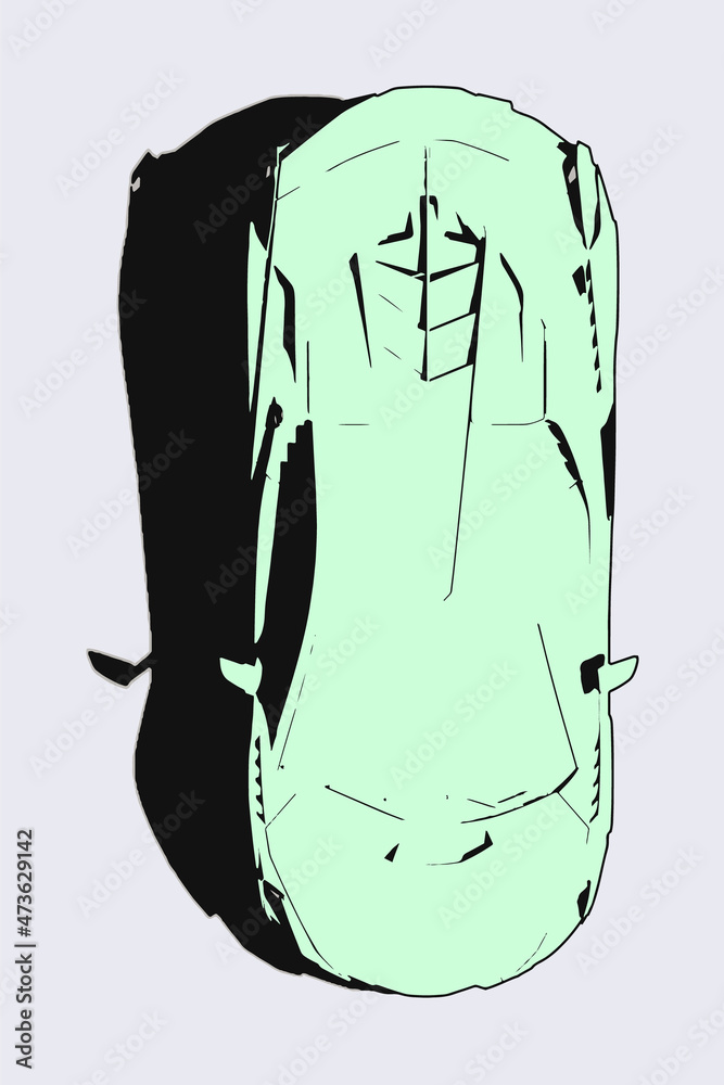 Lamborghini Sian, Top View. Vector Illustration in Minimalist ...