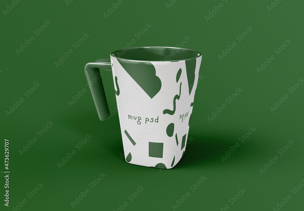 3D Front View of Square Coffee Mug Stock Template | Adobe Stock