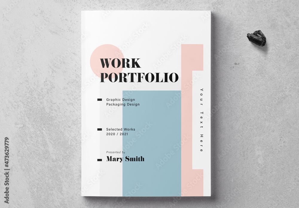 Minimalist Portfolio Layout with Pink and Blue Stock Template | Adobe Stock