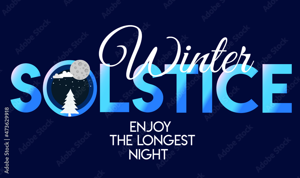 winter solstice lettering vector typography. hand drawn calligraphy ...