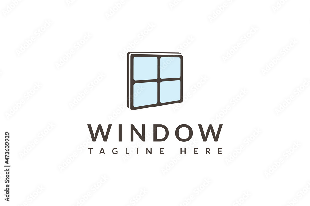 window logo design, glass window symbol design isolated on white ...