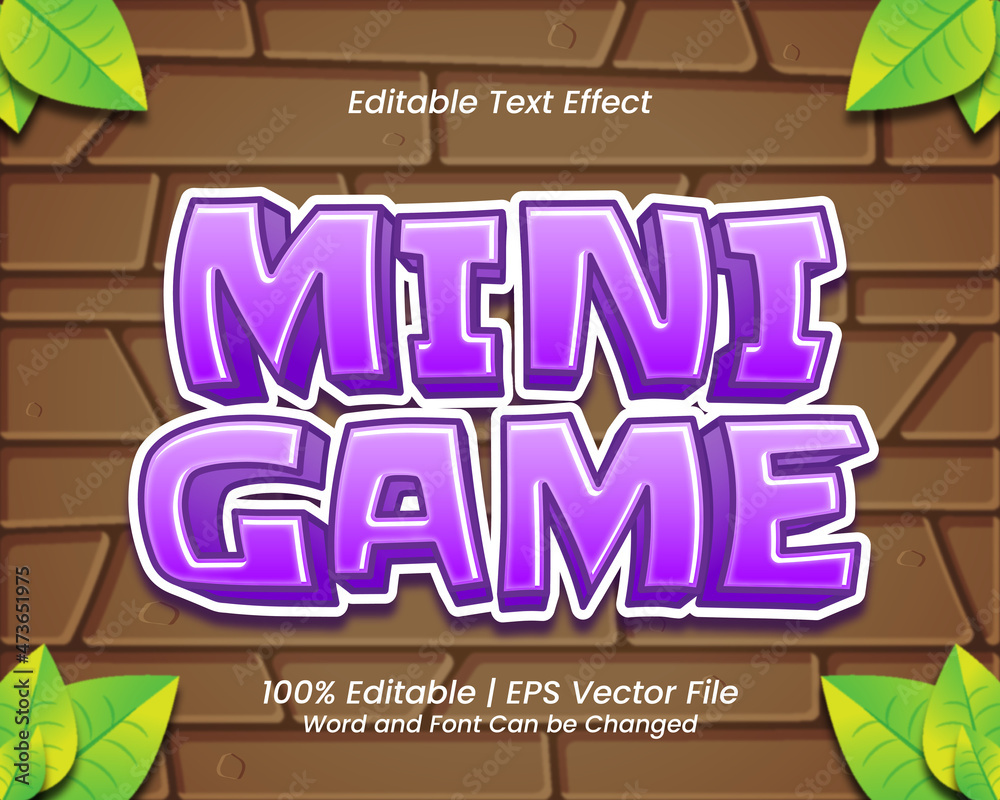 Editable text effect - Mini Game tittle cartoon Game style Stock Vector ...