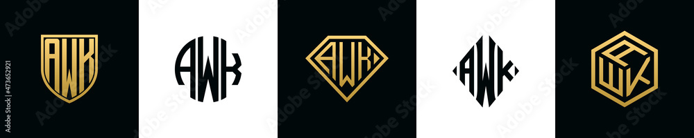 Initial letters AWK logo designs Bundle Stock Vector | Adobe Stock
