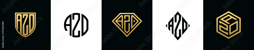 Initial letters AZO logo designs Bundle Stock Vector | Adobe Stock