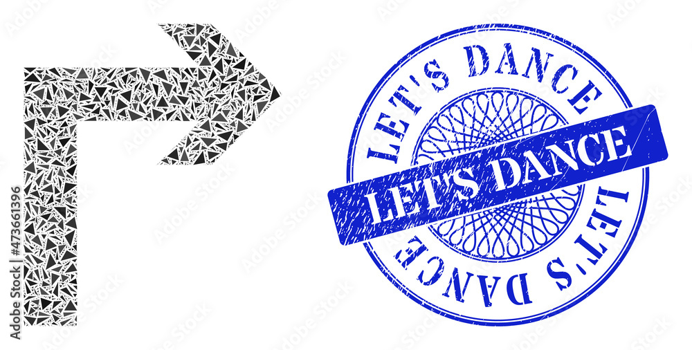 Turn right collage of triangle items, and Let'S Dance dirty seal. Blue ...