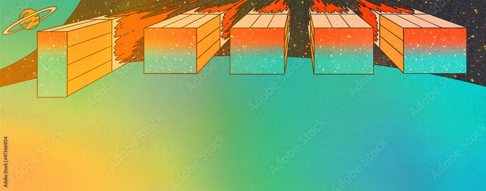 Flying Square Rockets Stock Photo | Adobe Stock