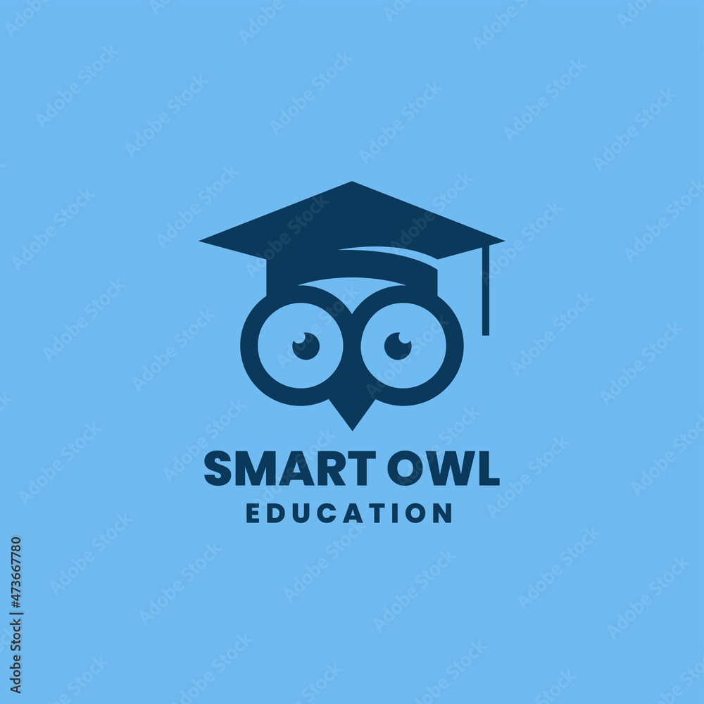 Vector Logo Illustration Smart Owl Silhouette Style. Stock Vector ...
