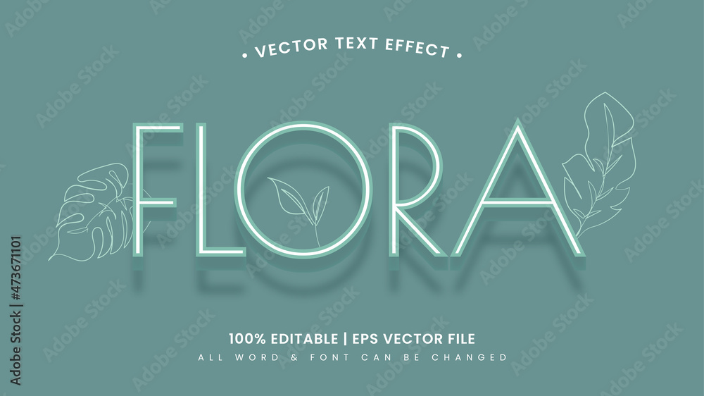 Flora botanical 3d text style effect. Editable illustrator text style ...