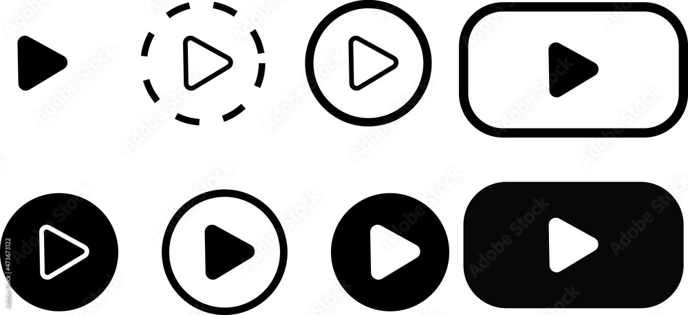 play button icon symbol. media-video start sign. Play button. Play ...