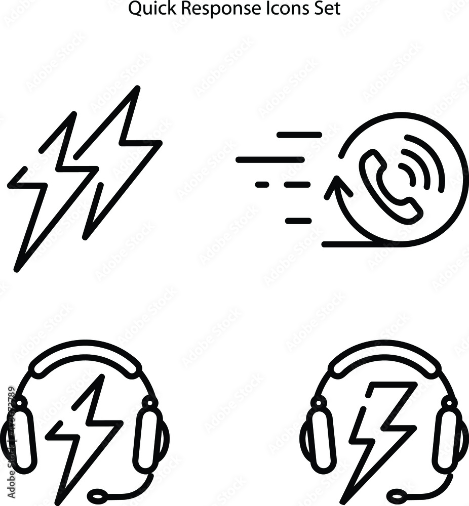 Quick response icons set outline vector. Quick response icons isolated ...