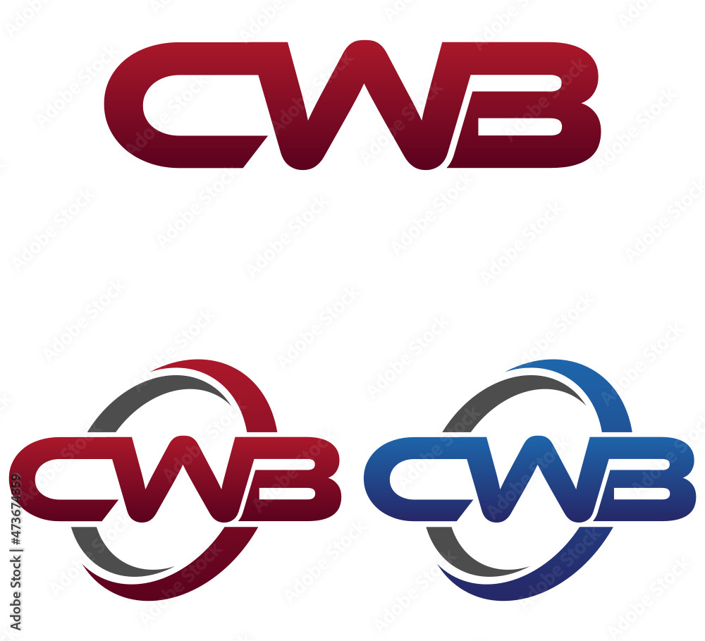 Modern 3 Letters Initial logo Vector Swoosh Red Blue CWB Stock Vector ...
