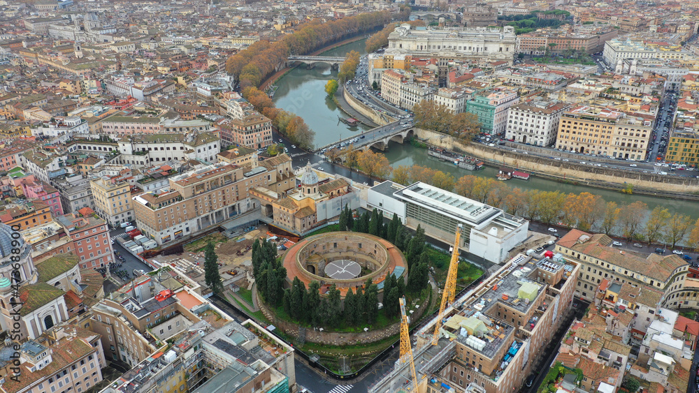 Aerial drone photo of iconic Mausoleum of Augustus - remains of Roman ...
