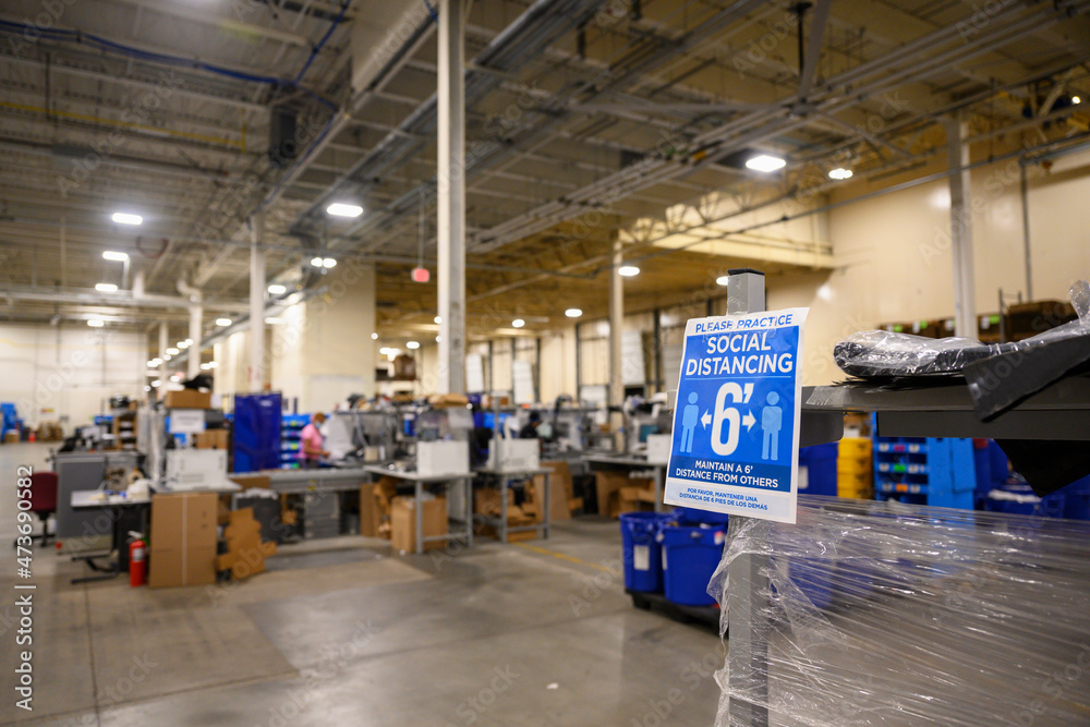 Sign at Workplace for social Distancing Stock Photo | Adobe Stock