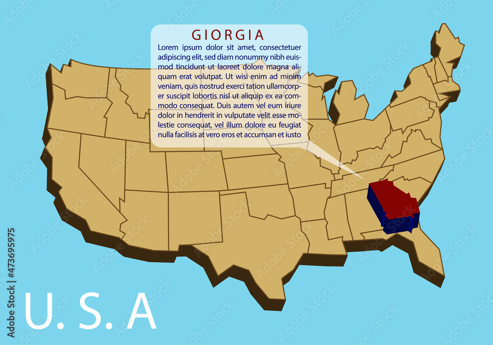 The infographic map template of Giorgia, United States of America Stock ...