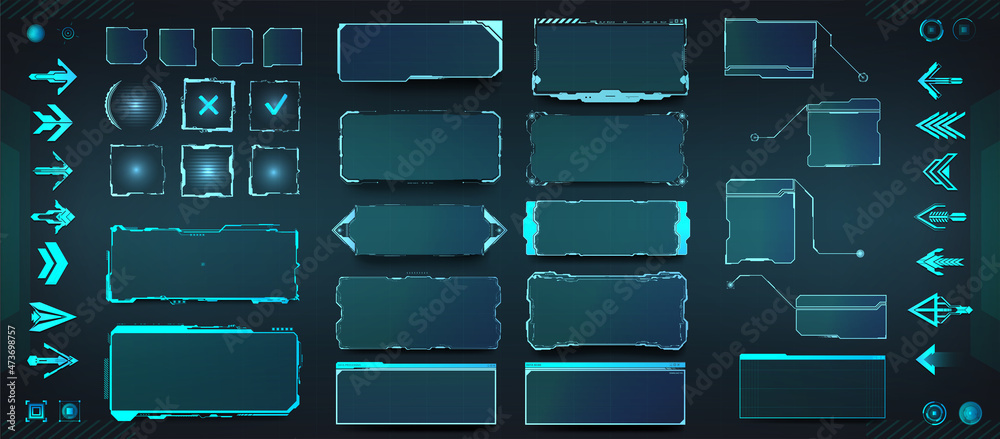 Fototapeta HUD elements set - frame screen, arrows, callouts, button ... Fototapeta HUD elements set - frame screen, arrows, callouts, button ...