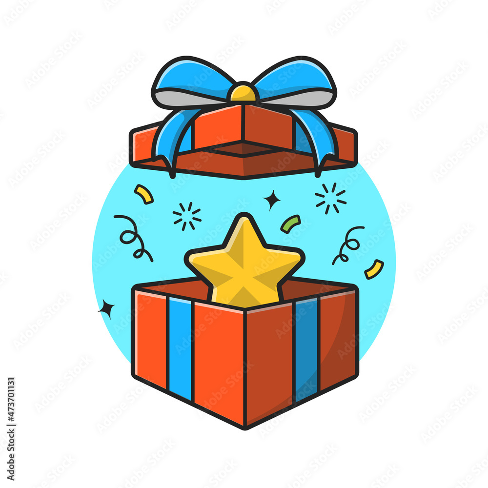 Gift Box With Star Cartoon Vector Icon Illustration. Recreation Object ...