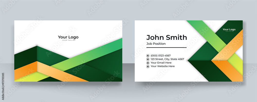 Modern blue and orange business card design template. Elegant ...