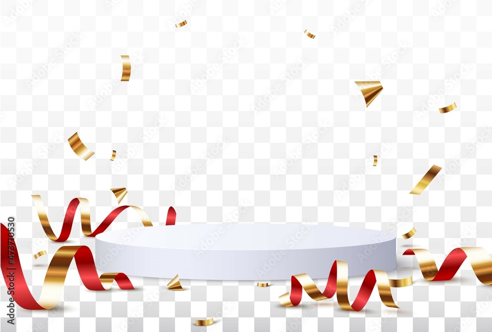 winner podium with Gold confetti celebration on transparent background ...