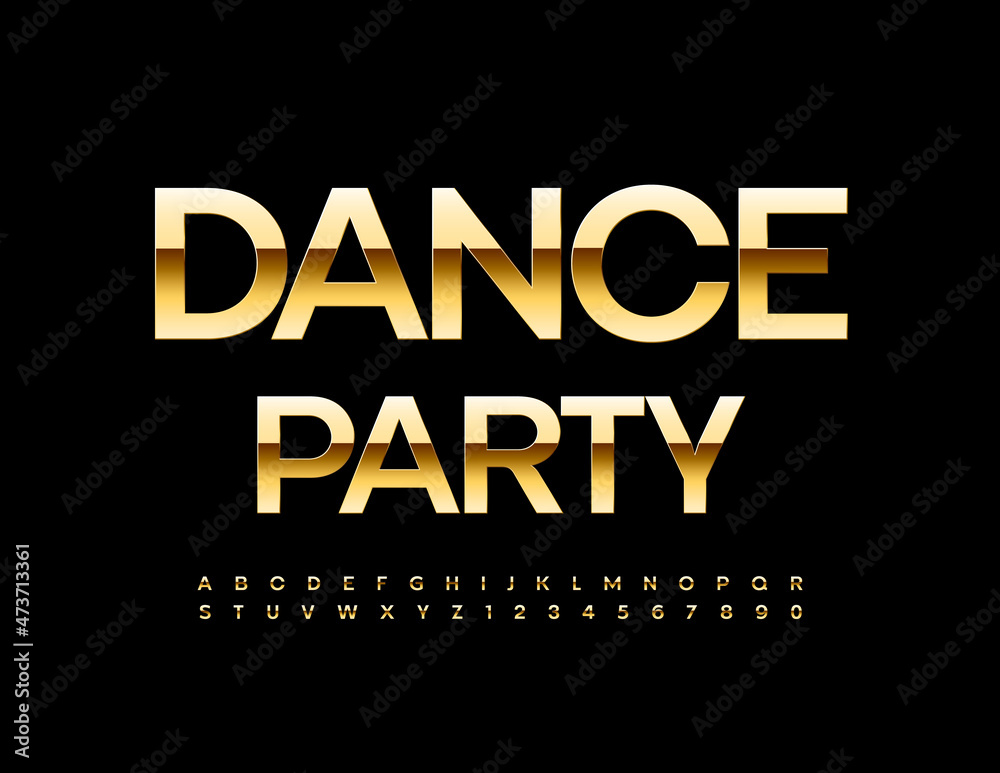 Vector entertainment poster Dance Party with Luxury Alphabet Letters ...