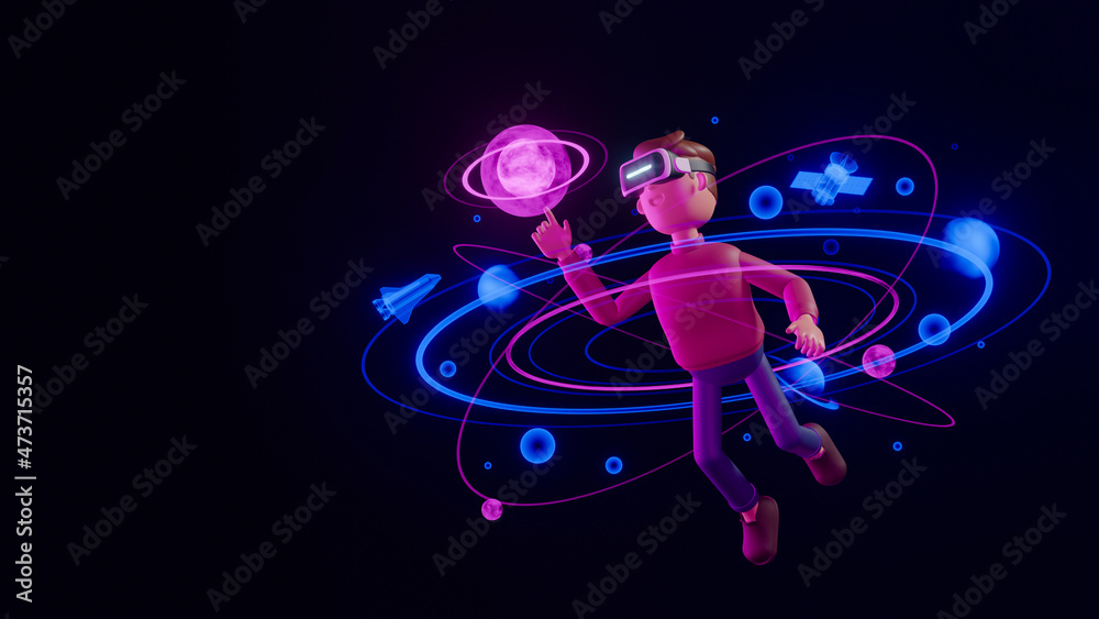 Metaverse technology future concept. VR virtual digital reality cyber ...