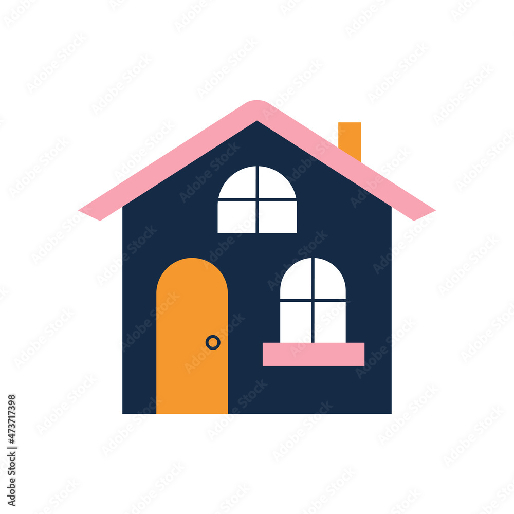 Cute blue house. Vector cartoon flat illustration Stock Vector | Adobe ...