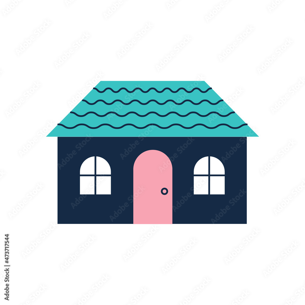 Cute blue house. Vector cartoon flat illustration Stock Vector | Adobe ...
