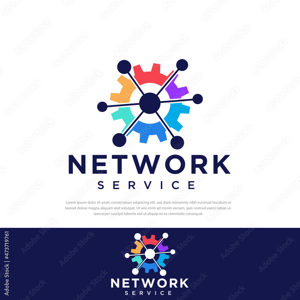 Logo design Network technology connection service network color ...