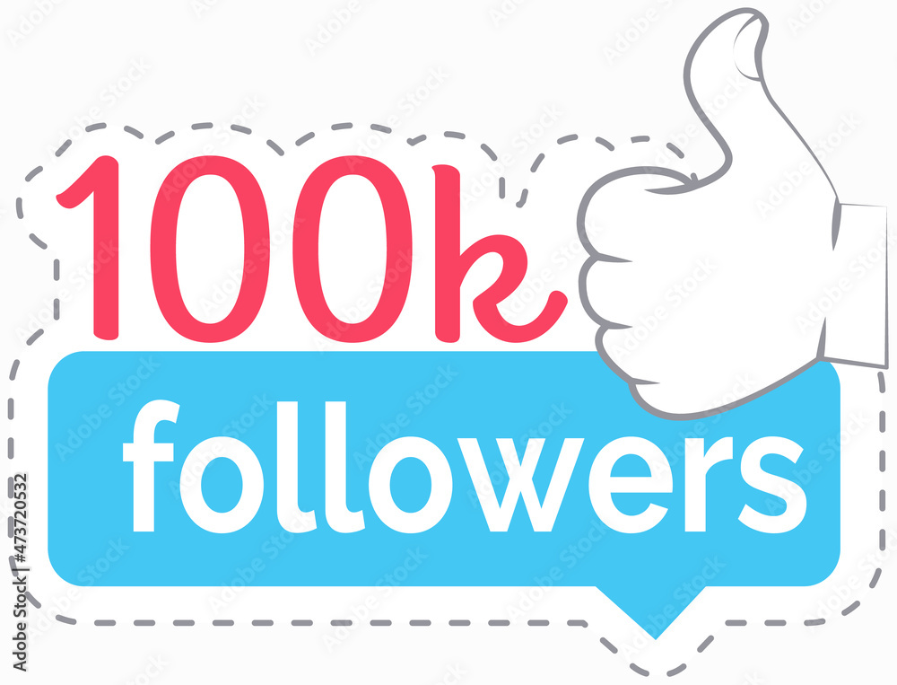 100k followers card banner template for celebrating many followers in ...