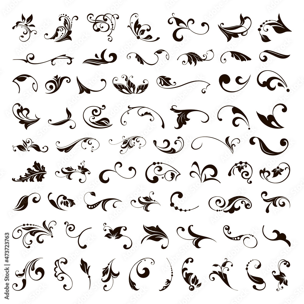 Ornamental design lace borders and corners Vector set art deco floral ...