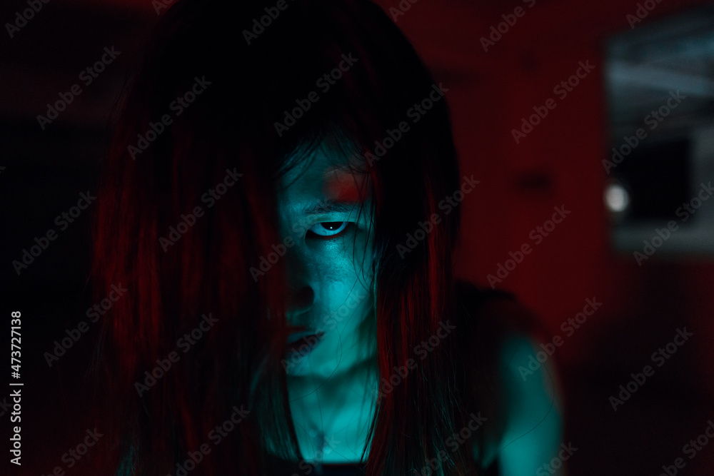 Horror light effect portrait of woman Stock Photo | Adobe Stock