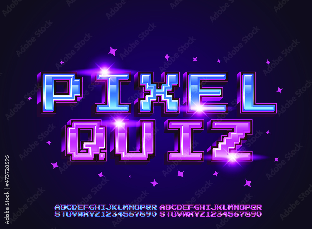 fantasy retro pixel quiz text effect Stock Vector | Adobe Stock