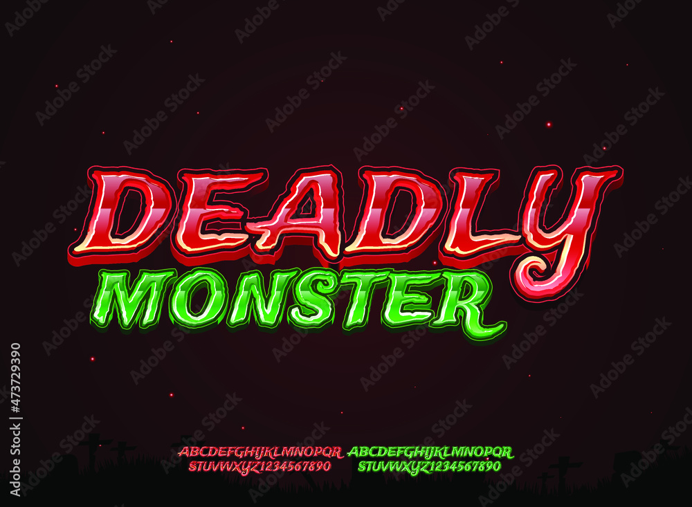 dark scary deadly monster text effect Stock Vector | Adobe Stock