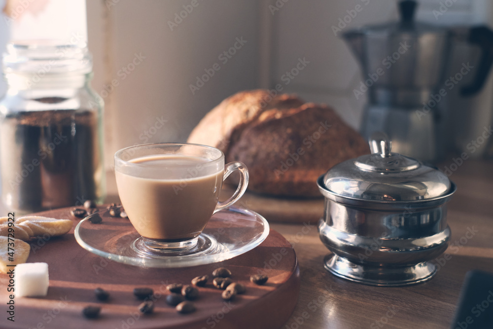 Good morning with Coffee and Tasty Breakfast concept. Table Setting ...