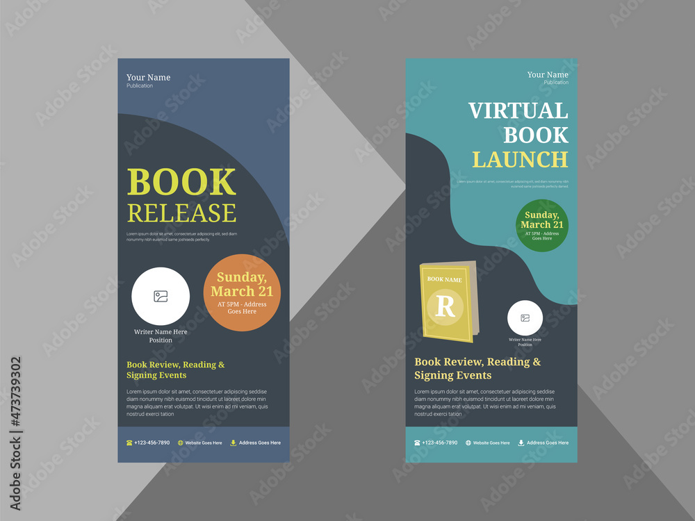 book launch and publishing roll up banner design template. New book ...