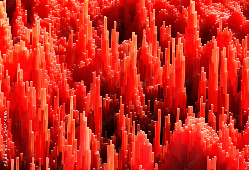 3D landscape. Red abstract data visualization concept. Stock Photo ...
