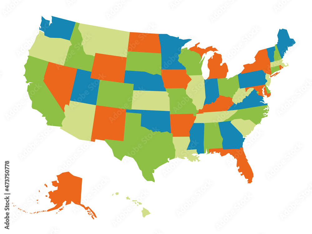 Plank political map of USA Stock Vector | Adobe Stock
