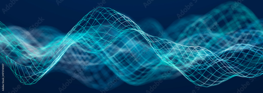 Futuristic wave with points and lines. Big data. Dynamic wave ...
