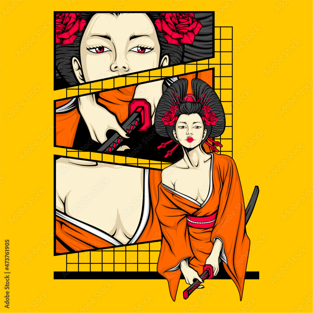 samurai geisha Stock Vector | Adobe Stock