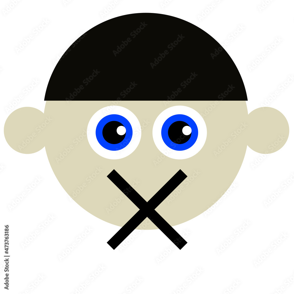 shut up symbol, man face with restriction sign to it Stock Vector ...