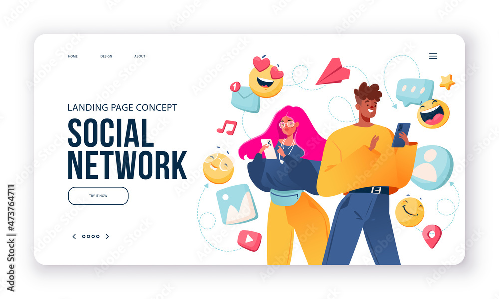 Concept of social media network and digital communication. Website ...