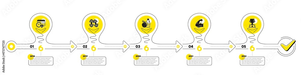 Gym Infographic timeline with 5 steps. Sport process diagram with ...