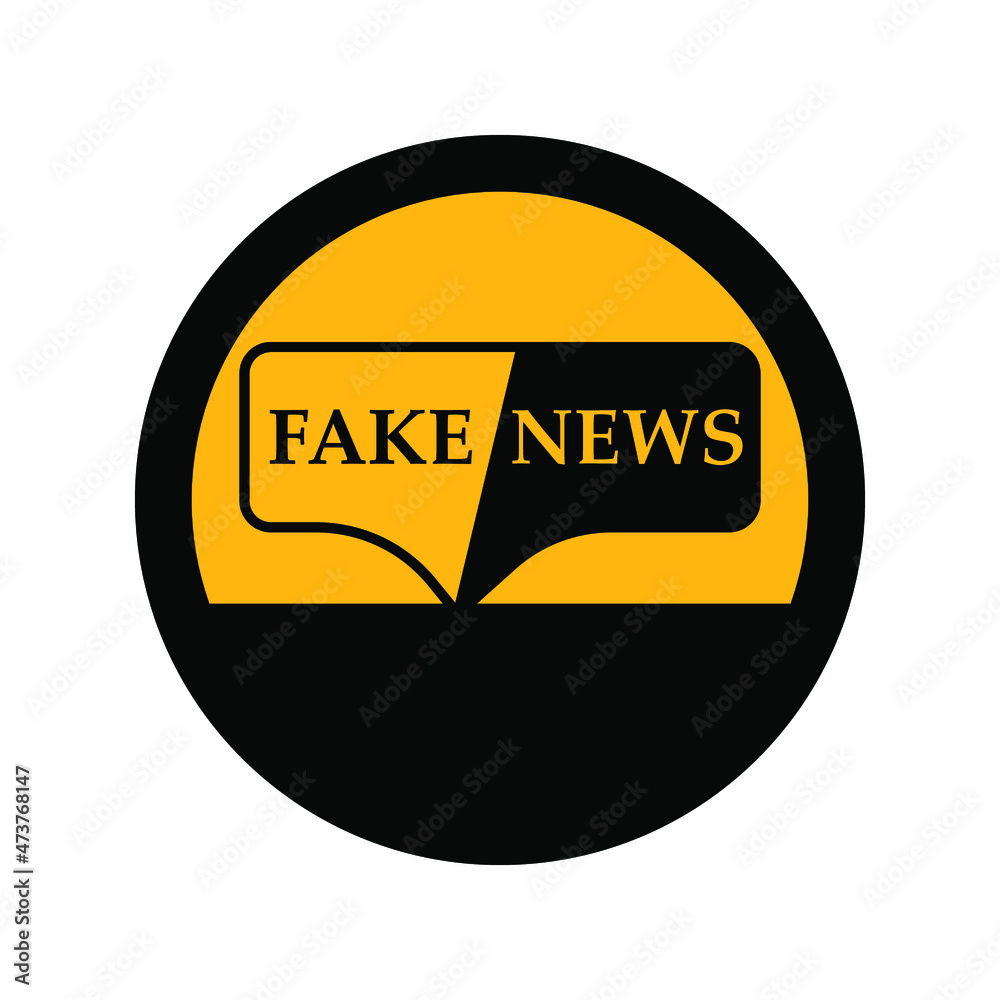 Fake news, black and yellow colors, round sign for design on a white ...