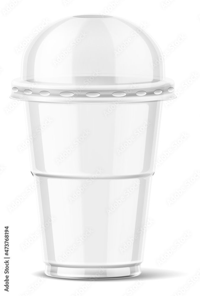 Clear plastic cup with dome lid. Takeaway drink container. Realistic ...
