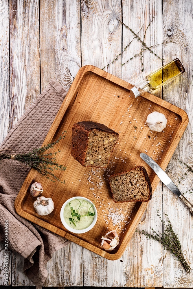 Rye bread. Fresh homemade bread made from whole grain rye flour ...