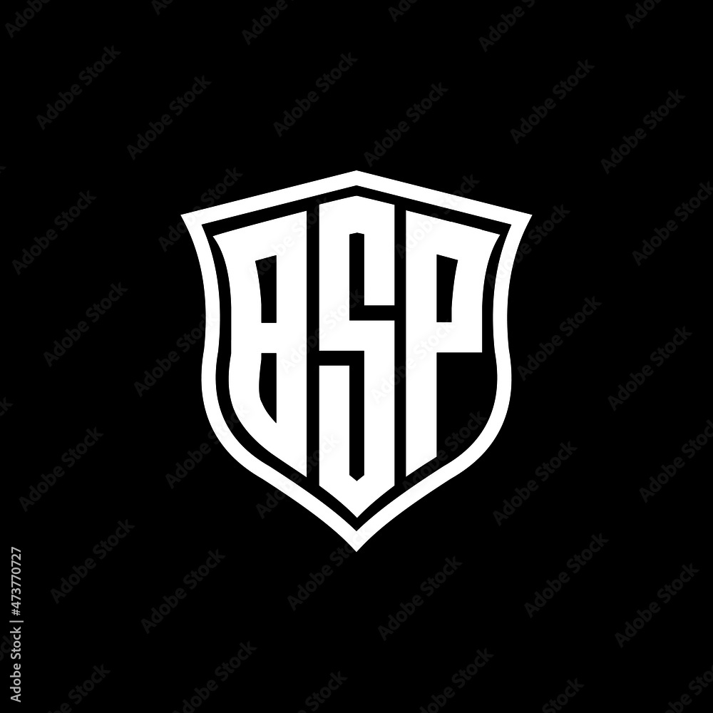 BSP letter logo design with black background in illustrator, vector ...