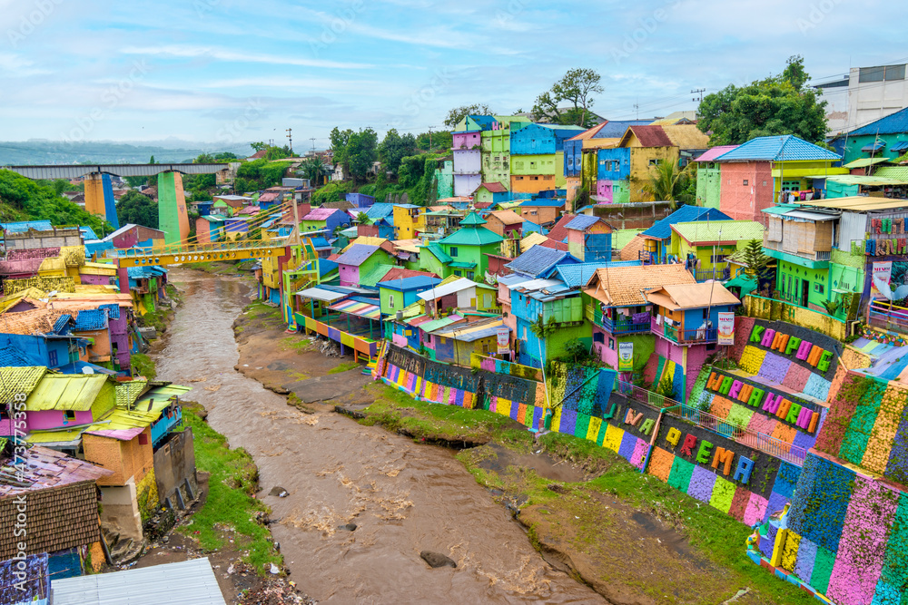Colorful Jodipan village (Kampung Warna Warni Jodipan) as a tourist ...
