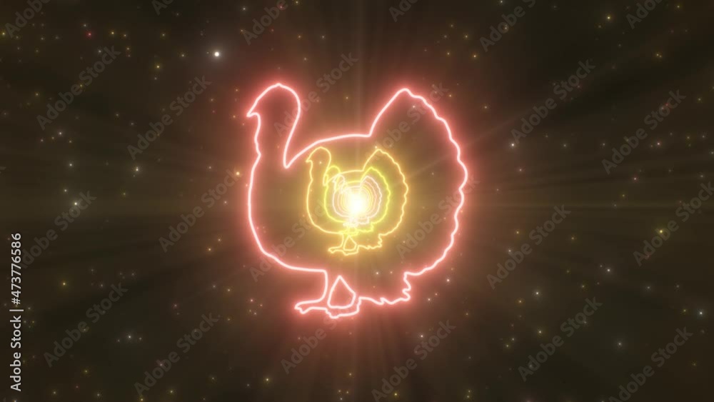 Thanksgiving Turkey Shape Outline Season Abstract Neon Lights Tunnel ...